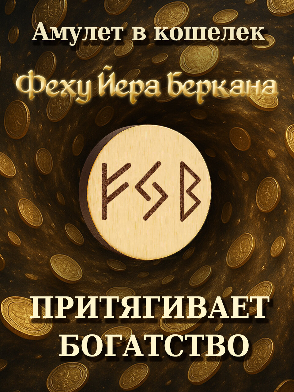 Денежный талисман в кошелек Феху Йера Беркана - рунический став на прибыль и рост, устойчивый доход - руническая магия для дел и бизнеса