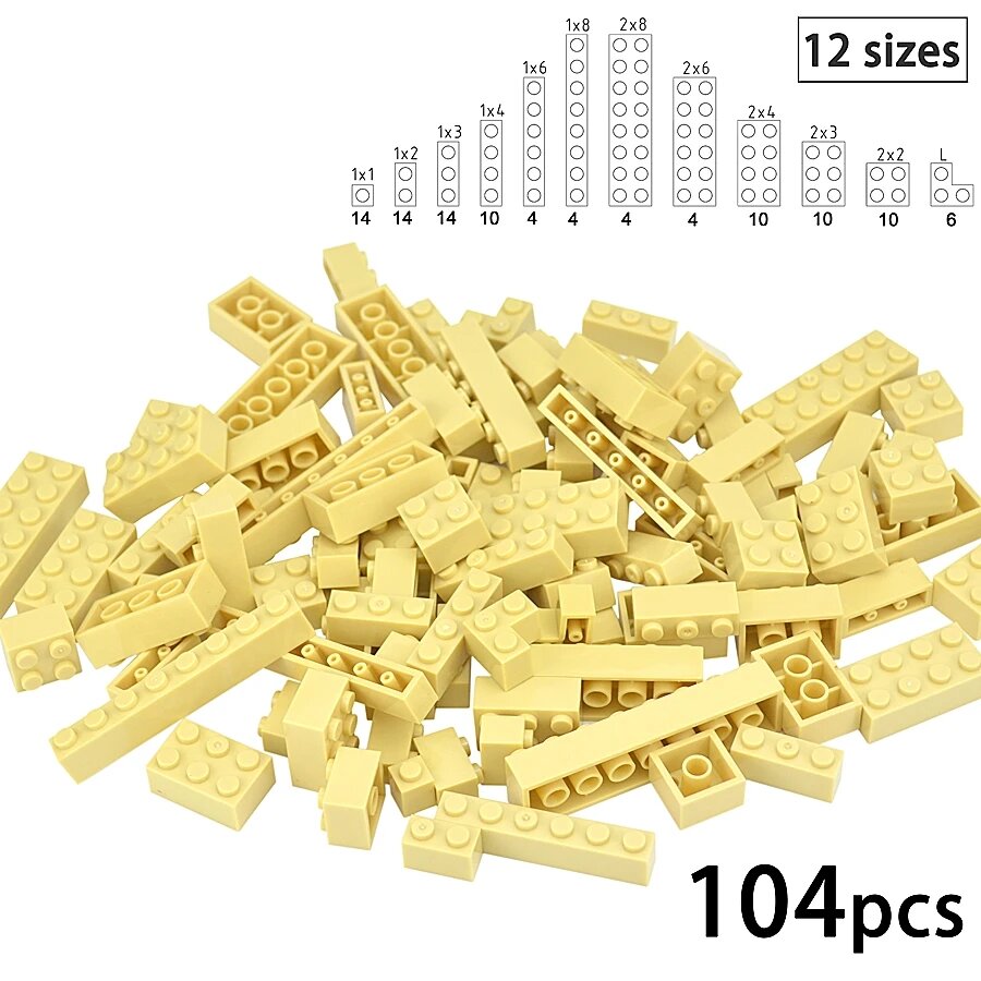 Конструктор Ледуо пластиковые блоки 1x2 1x3 1x4 Apricot Yellow104pcs