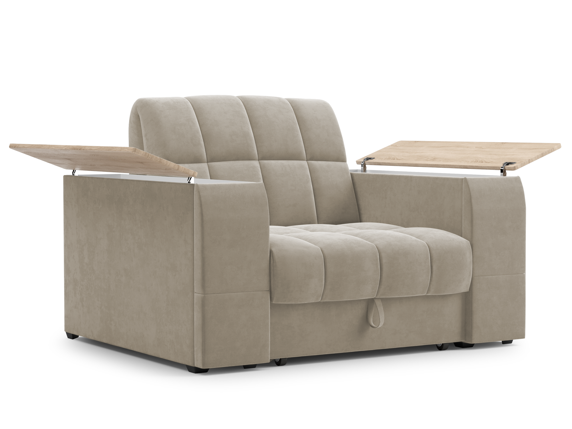 Кресло-кровать Флай, аккордеон, ортопедическое основание, подлокотники короб+короб, 80*200, съемный чехол, велюр.