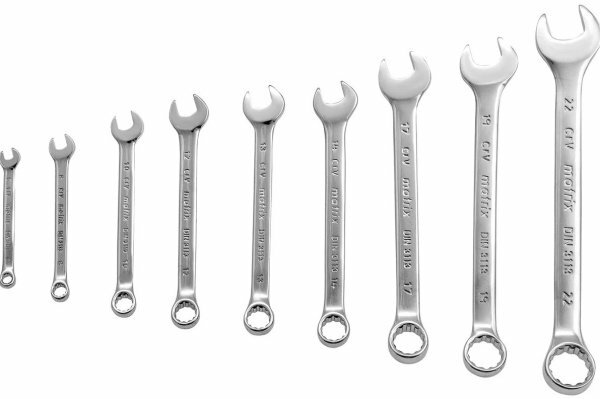 Ключи комб Набор 9пр 6-22мм CrV мат хром MATRIX