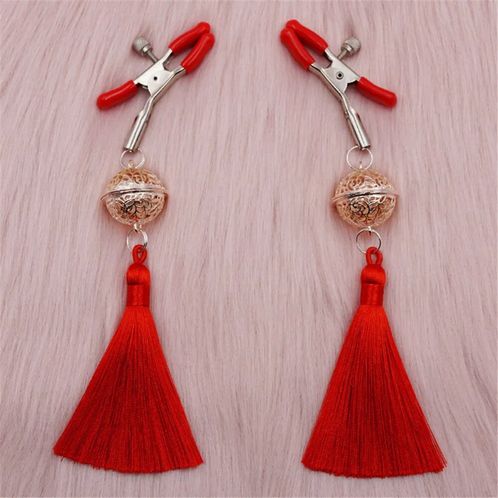 1 пара металлические колокольчики зажимы для сосков с кисточкой SM кольцо для сосков флирт 2