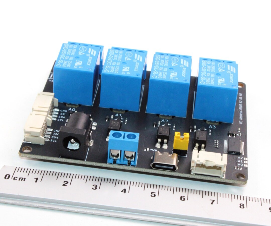 XL9535-K4V5 4 канала, Модуль расширяемого реле, JXL, (Uпит=5VDC, Imax=10A, I2C)