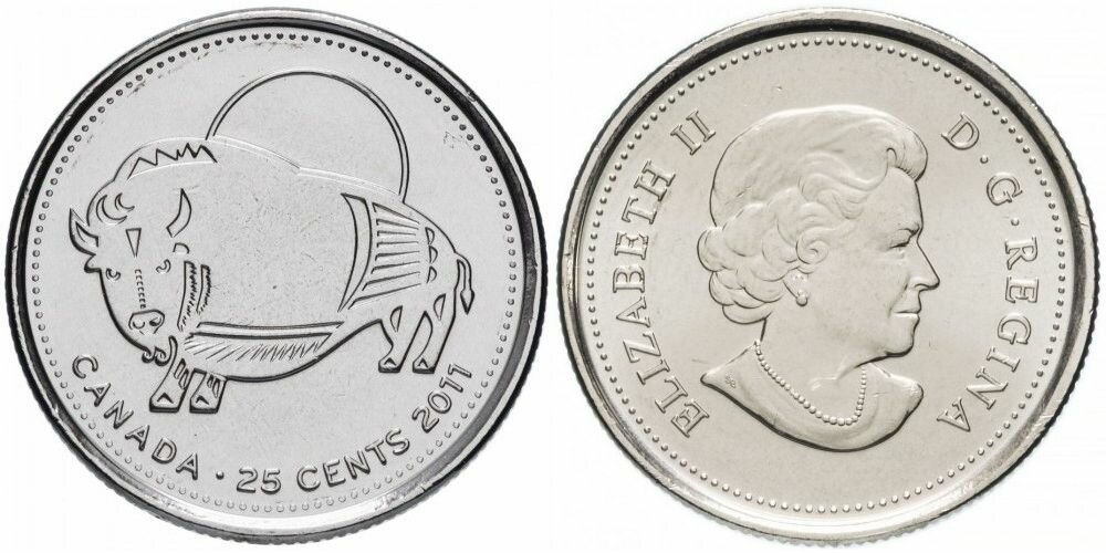 Канада 25 центов, 2011 Природа Канады - Бизон