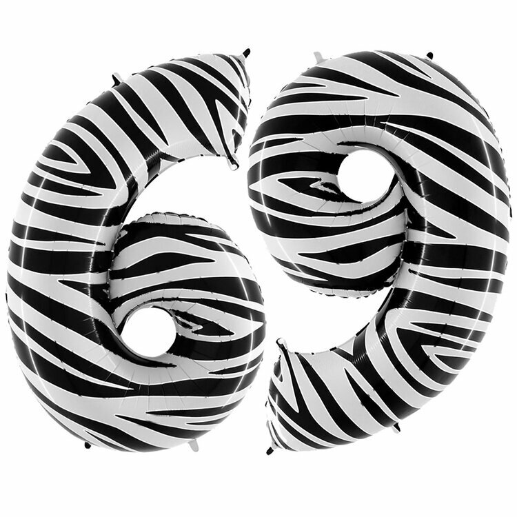 Воздушный шар фольгированный, цифра 6-9, 40" Zebra