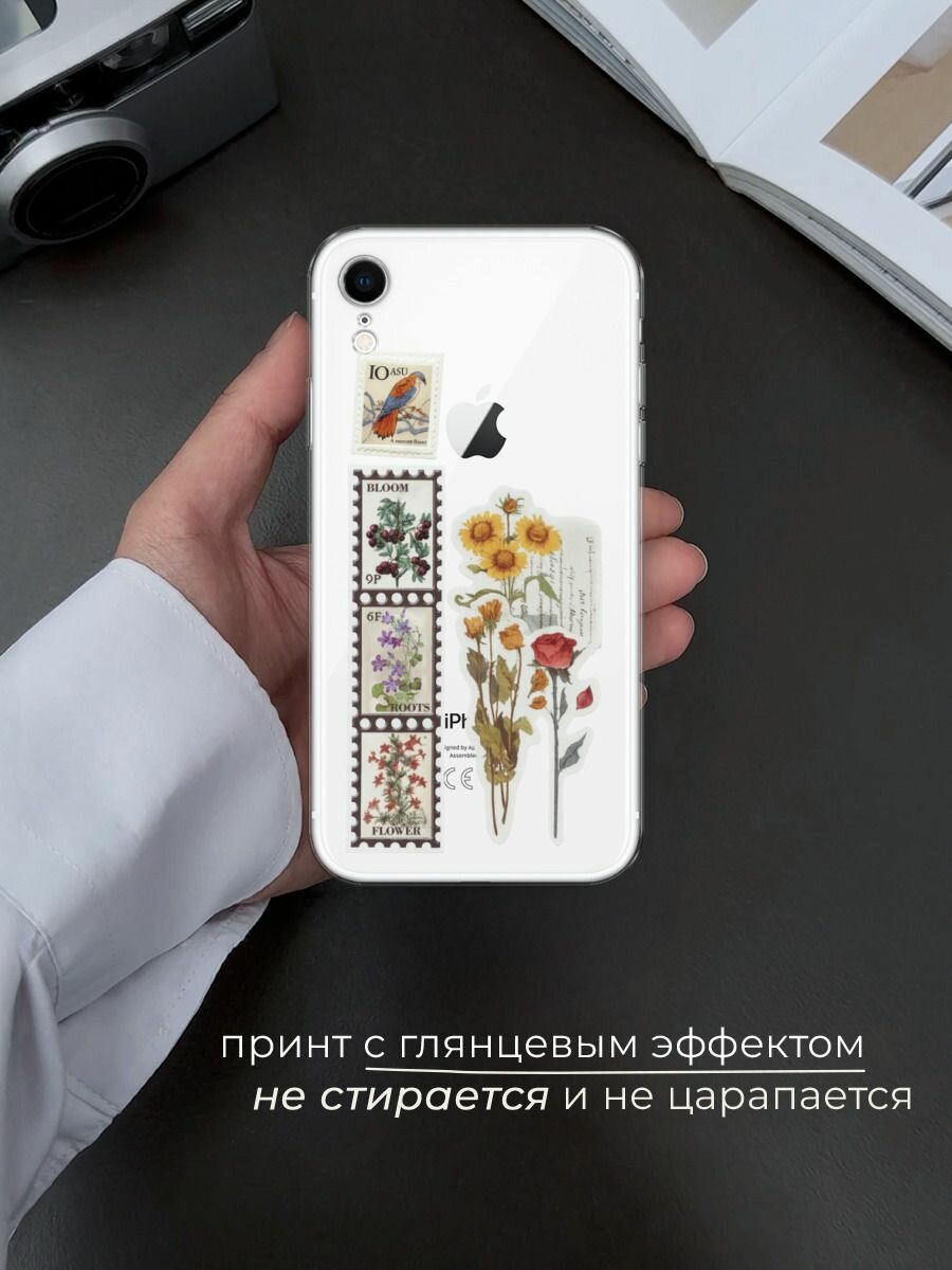Чехол на Apple iPhone XR / Айфон XR с принтом Марки с цветами — фото 1