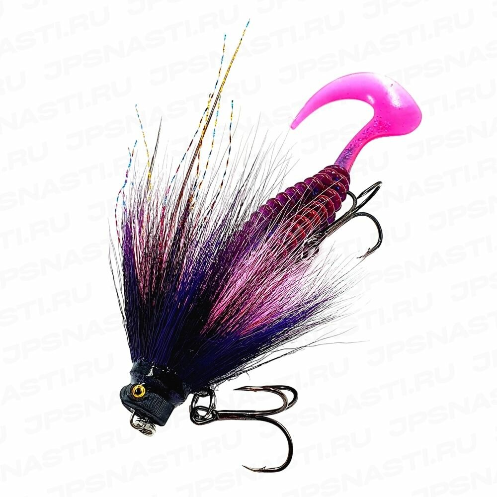 Бактейл оснащенный Boroda Baits Bearded Mouse Micro, #304 - Night Fuchsia / Приманки для ловли щуки и судака