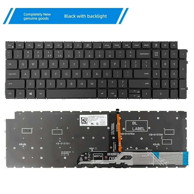 Подходит для клавиатуры DELL Vostro 15 3510 3515 3520 3525 5510 5515 P106F Новый, оригинальный, черный с подсветкой.