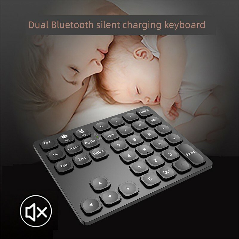36-клавишная Bluetooth-клавиатура с цифровым блоком, бесшумная, перезаряжаемая, для офиса, финансов, мобильного