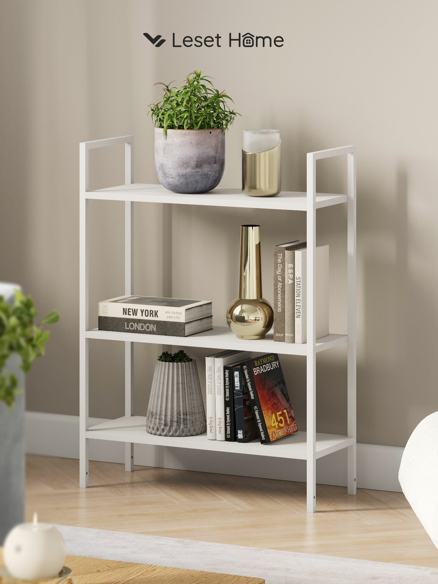 Стеллаж Leset "Стилвуд 23", модульный, металлический, белый, 3 полки