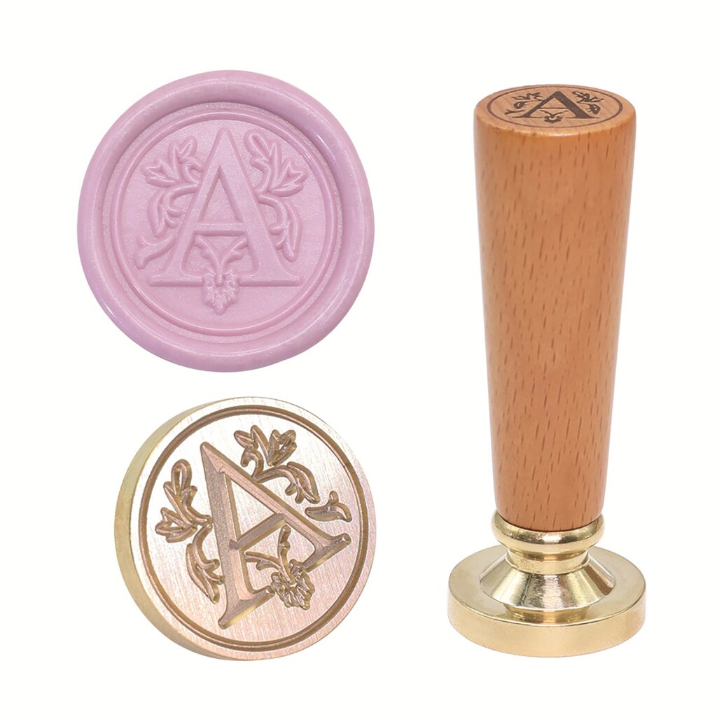 Восковая печать ручной работы из букового дерева со сменным наконечником для тиснения латунью для элегантной корреспонденции