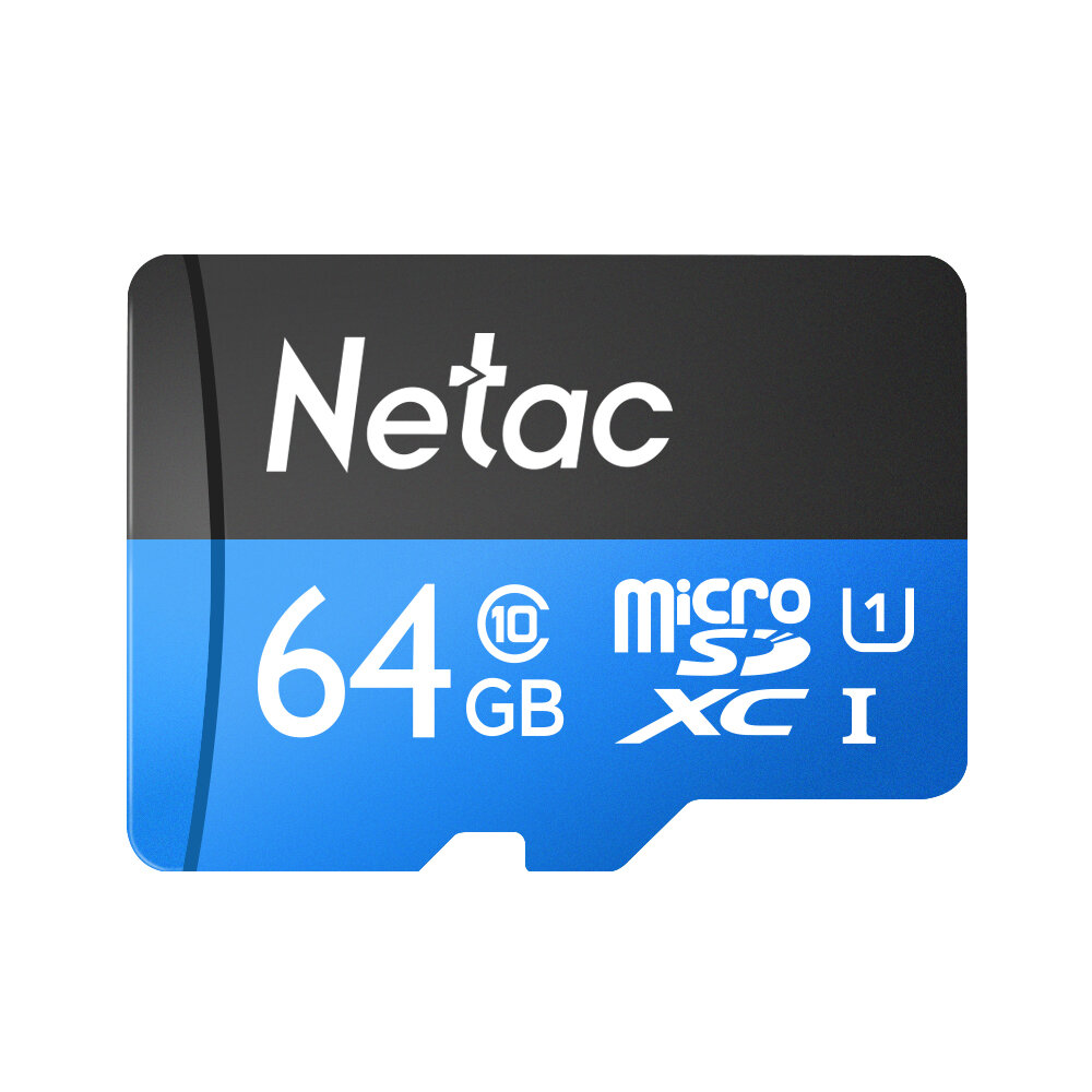 Netac P500 Class 10 64G Micro SDXC TF Flash Memory Card Data Storage Speed Up to 90MB/s, черно-синий цвет, UHS-I U3, размер 1.5*1.1*0.1cm, вес 0.3g