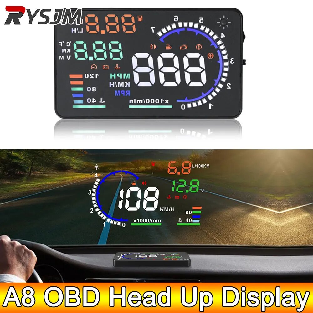 Автомобильный Проектор AD A8 Для Лобового Стекла, Цифровой Спидометр С Дисплеем На Лобовом Стекле, Предупреждающий Сигнал