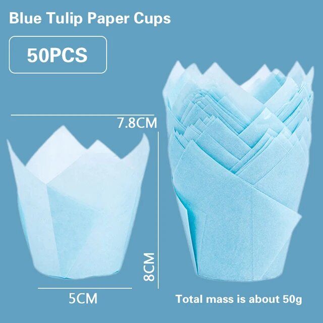 50 шт. бумажных формочек для кексов в форме тюльпана, маслостойкие вкладыши для выпечки кексов, инструменты для украшения кексов, формочки для кексов.