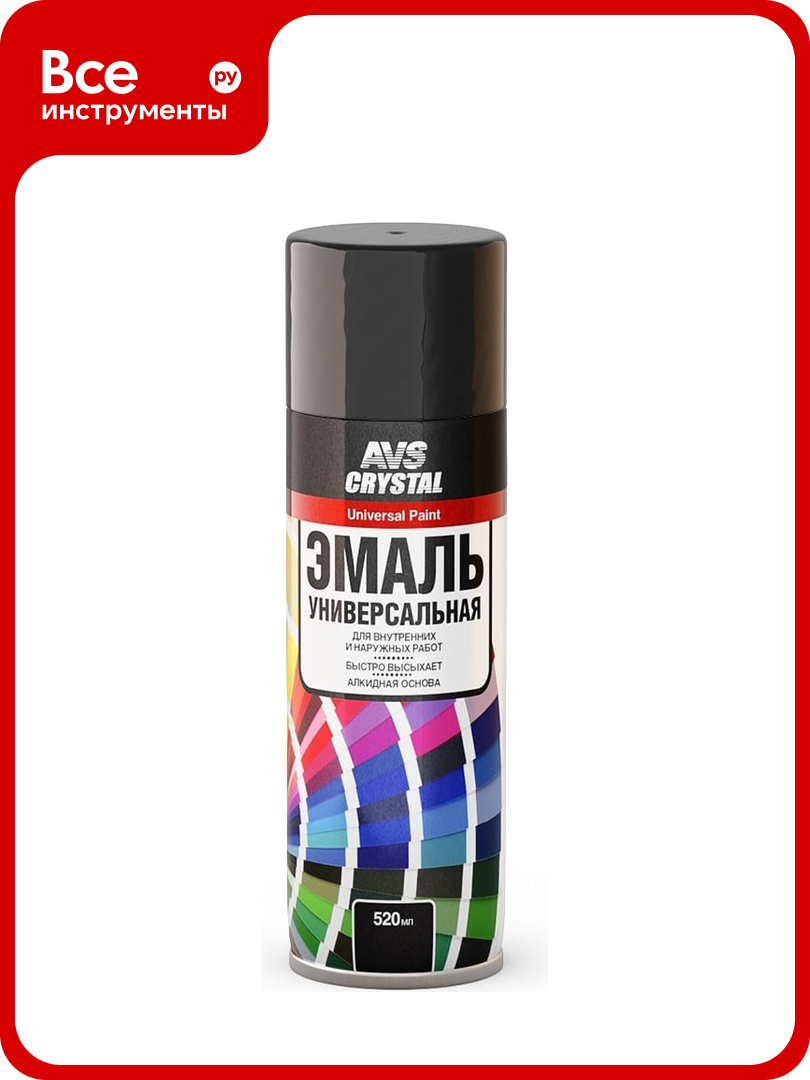 Эмаль универсальная алкидная Прохим "черный глянцевый" 520 мл (аэрозоль) AVS AVK-500 A07122S