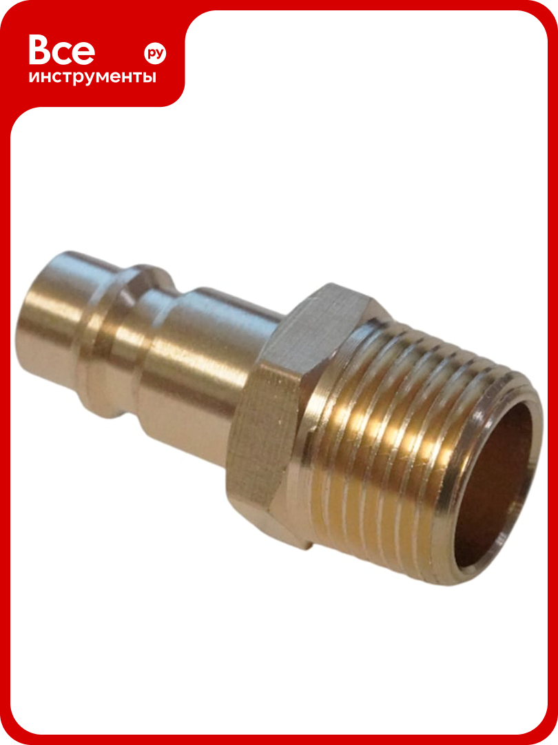 Штуцер быстроразъемного соединения WIEDERKRAFT с наружной резьбой 3/8 BSPT, латунь WDK-30PMB