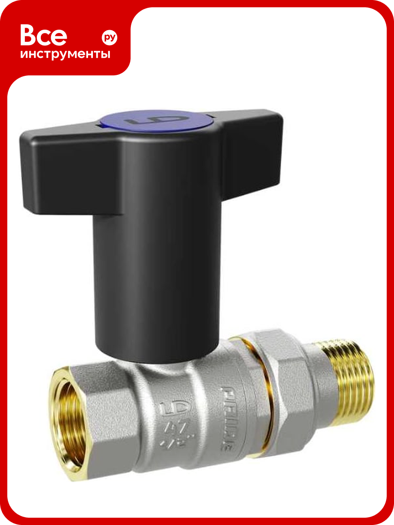 Кран шаровой латунный LD PRIDE LD Pride 47.15. В-ГШ. ТР Ду 15 Ру 40 Т-рукоятка (Red + Blue) LD 47.348.15 RB