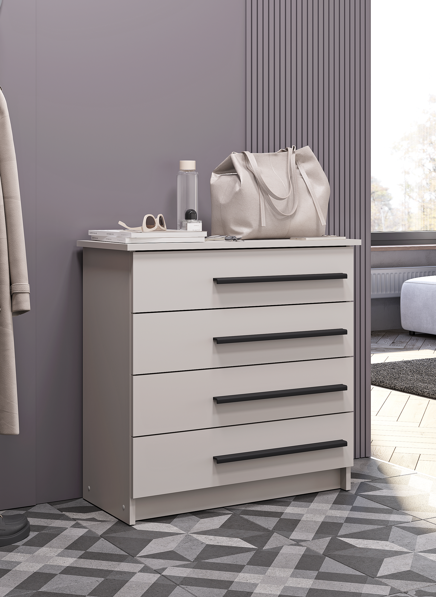 Деревянный комод для одежды с ящиками в спальню и прихожую Тефия