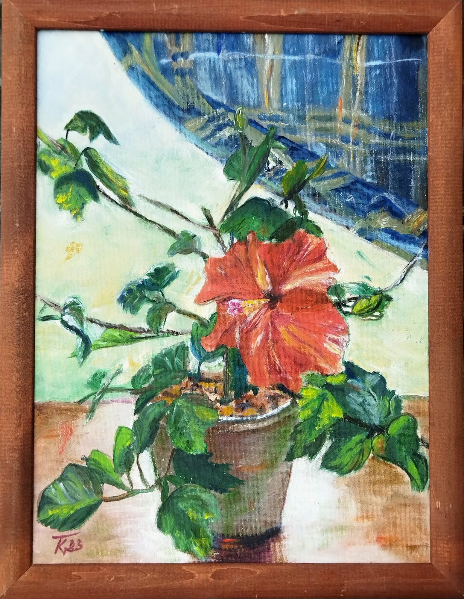 Картина "Цветок гибискуса" 40x30см, холст, масло