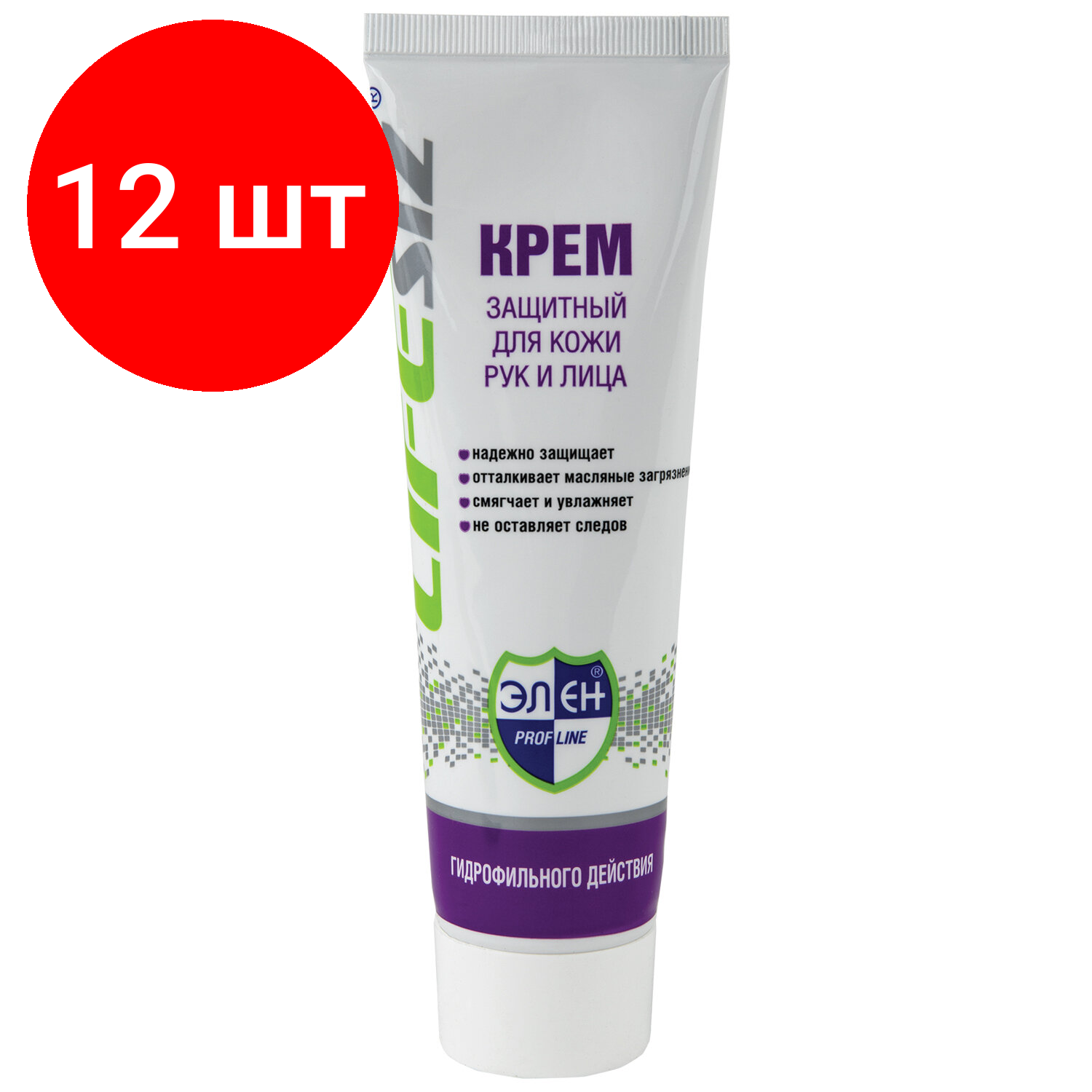 Комплект 12 шт, Крем защитный, 100 мл, элен, гидрофильный, от масел, красок, смазок, извести, цемента