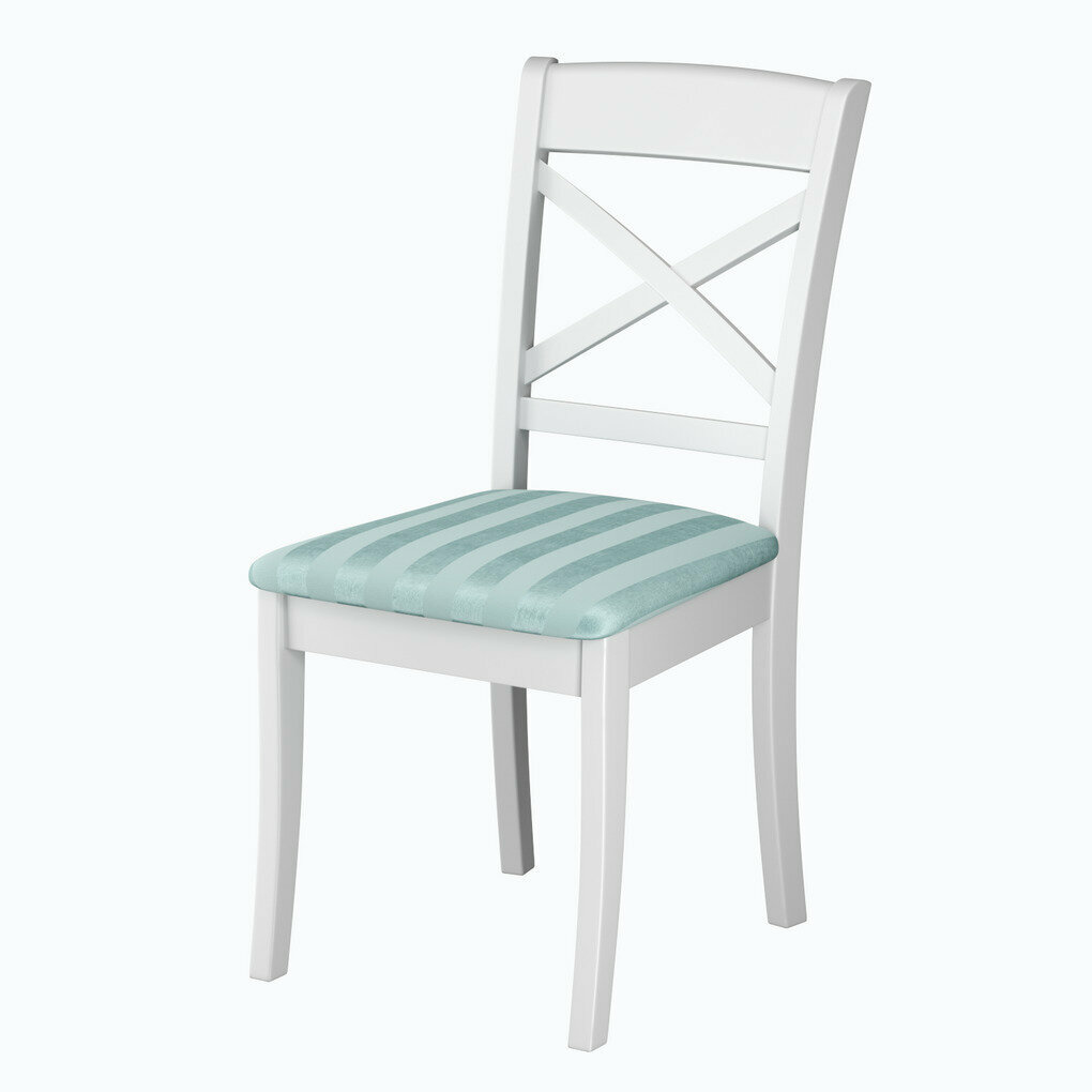 Стул деревянный Бетти с мягким сиденьем со спинкой для кухни для дома для дачи для отдыха из массива дерева эмаль белая, голубой