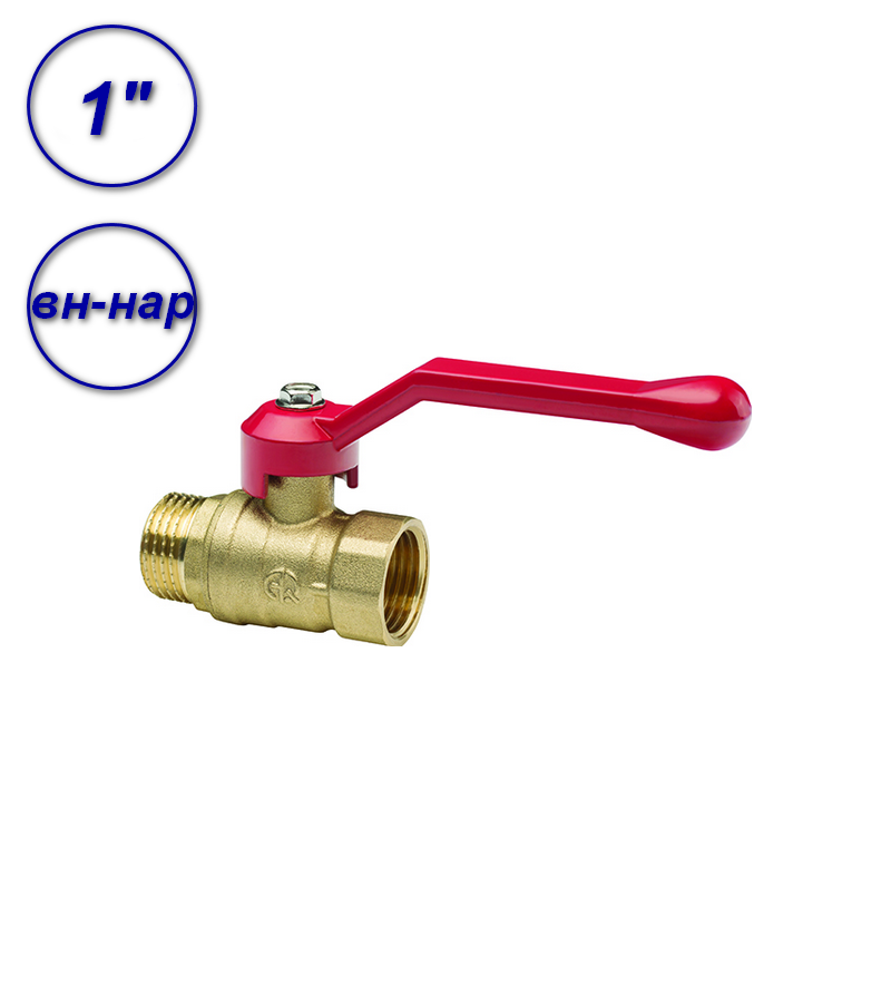 Кран шаровой для воды прямой, латунь, вн-нар 1" Aqualink, ручка-рычаг 5 шт