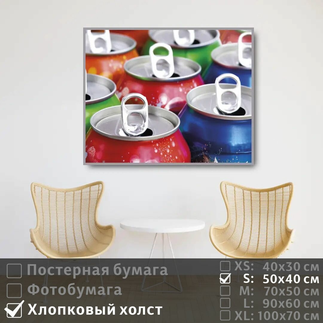 Постер на холсте Банки От Напитков 50х40 см ПолиЦентр