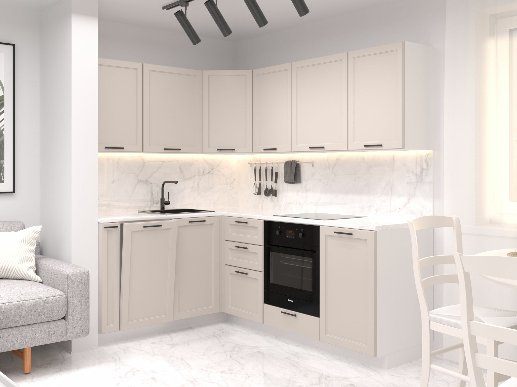 Кухонный гарнитур Барселона, Кашемир, 1600/2200 мм