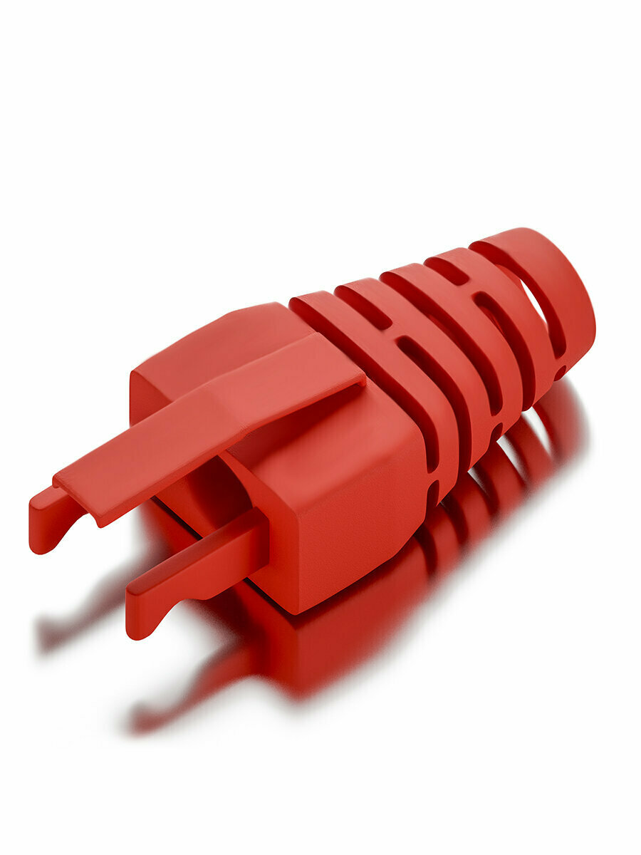 Колпачок на вилку коннектора 8p8c RJ-45 GCR изолирующий красный на кабель диаметром 5.0-5.5 мм (10 шт)