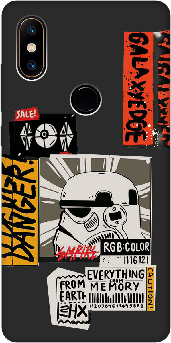 Матовый Soft Touch силиконовый чехол на Xiaomi Mi Mix 2S, Сяоми Ми Микс 2 эс с 3D принтом "Stormtrooper Stickers" черный