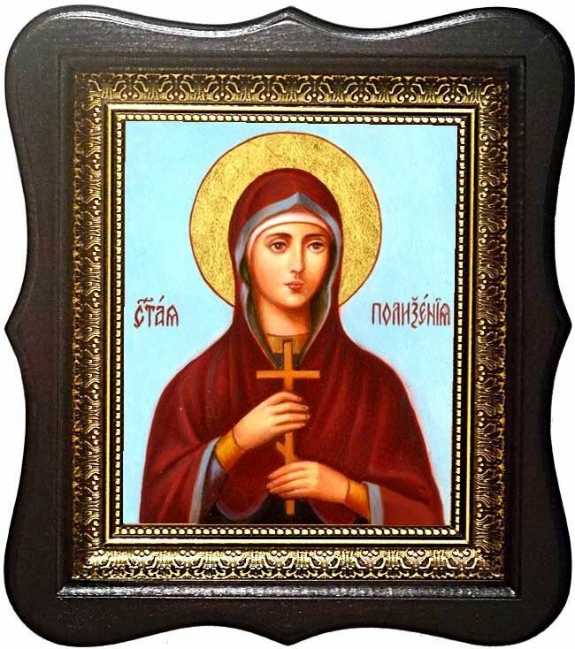 Поликсения Испанская, преподобная дева. Икона на холсте. (17 х 21 см / В деревянном киоте под стеклом).