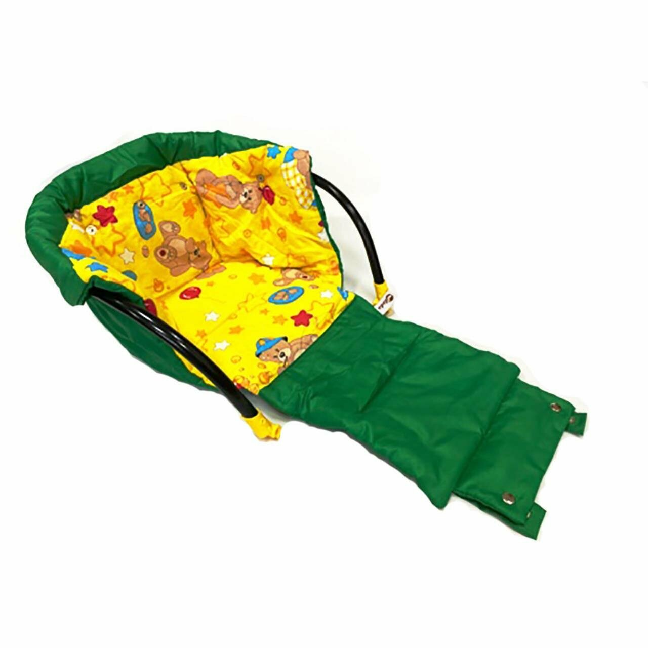 Матрасик Leda "Малыш", для санок, для спины, зеленый, 63х27х22 см Мишки