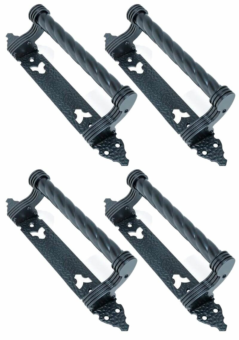 Ручка-скоба дверная под старину "Дебют 3" РС200-SL, 200 мм, черный матовый (комплект 4 штуки)