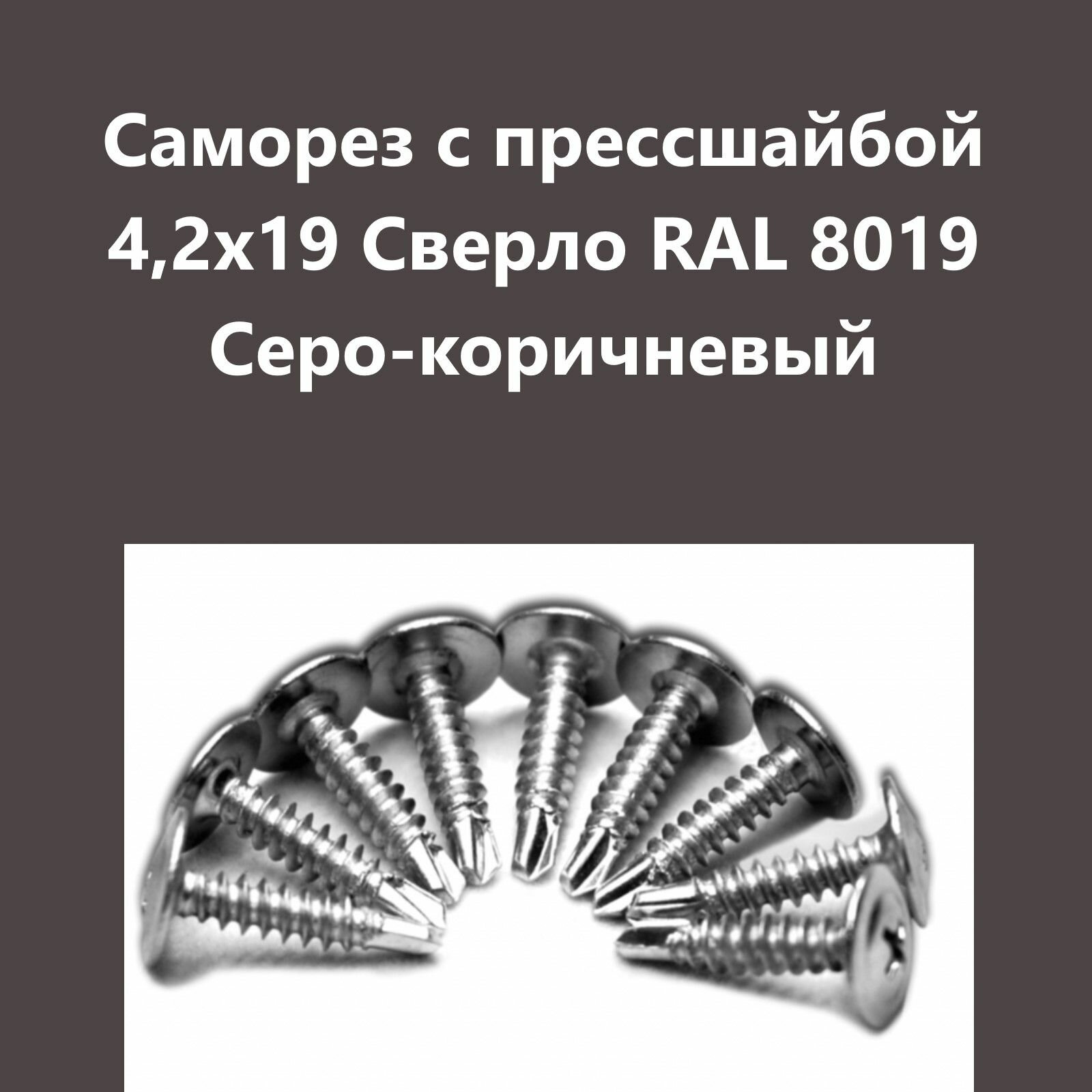 Саморез c прессшайбой 4,2х19 (Сверло) RAL8019