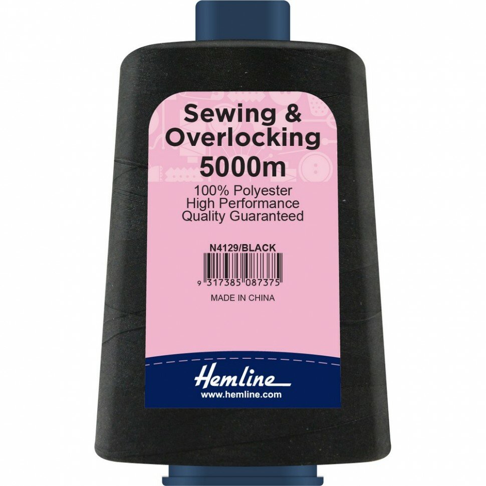Hemline N4129/BLACK Нить универсальная Hemline для шитья и оверлока, черный, 40/2