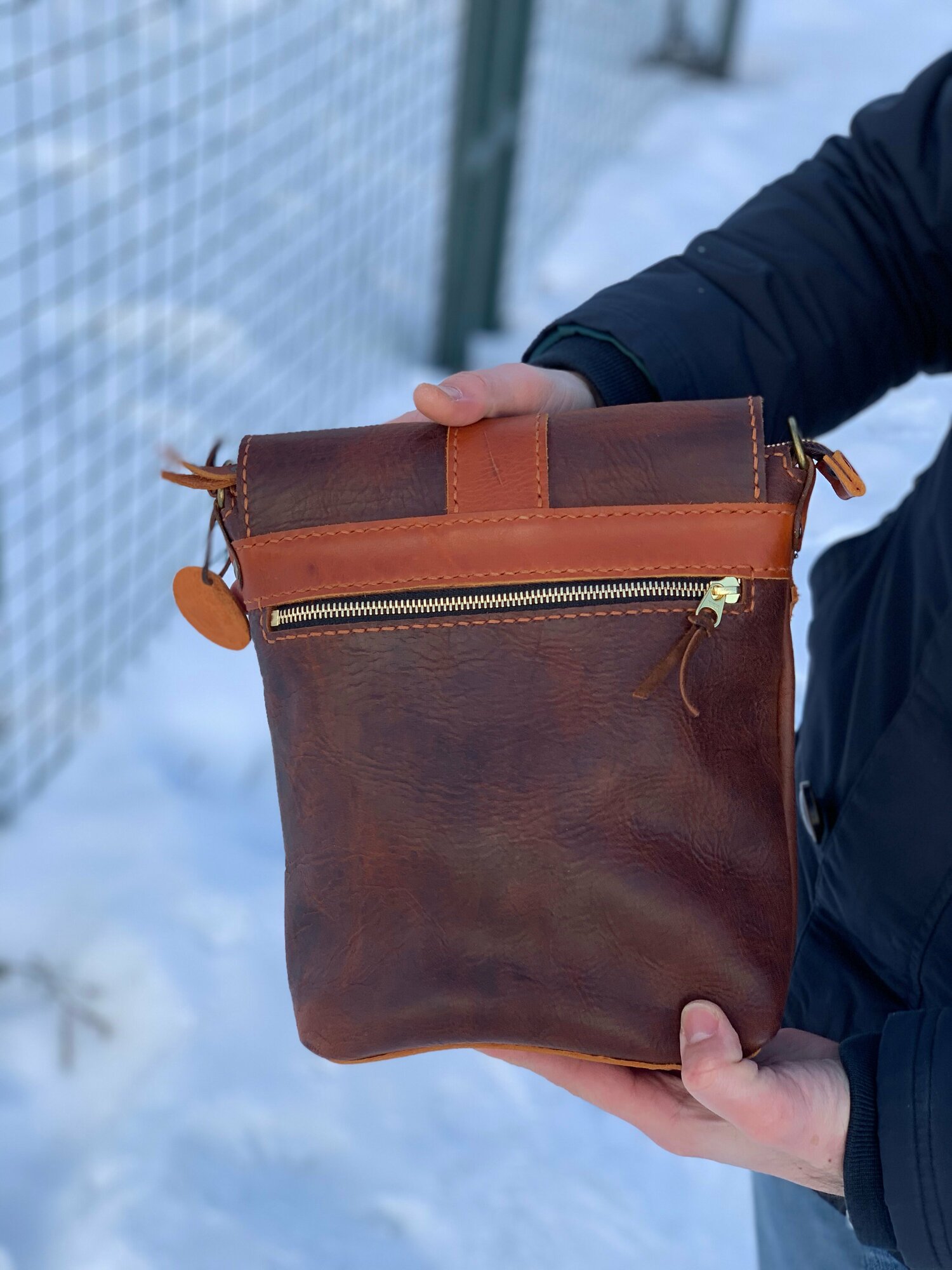Сумка мессенджер viking leather craft, фактура гладкая, темно-коричневый — фото 1