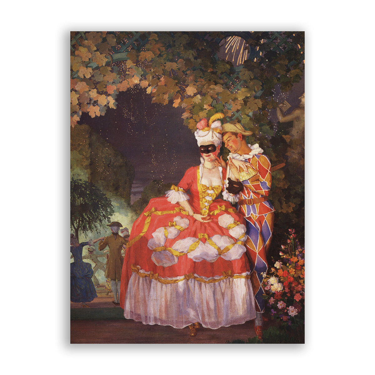 Картина на холсте, репродукция / Константин Сомов - Арлекин и дама / Размер 40 x 53 см