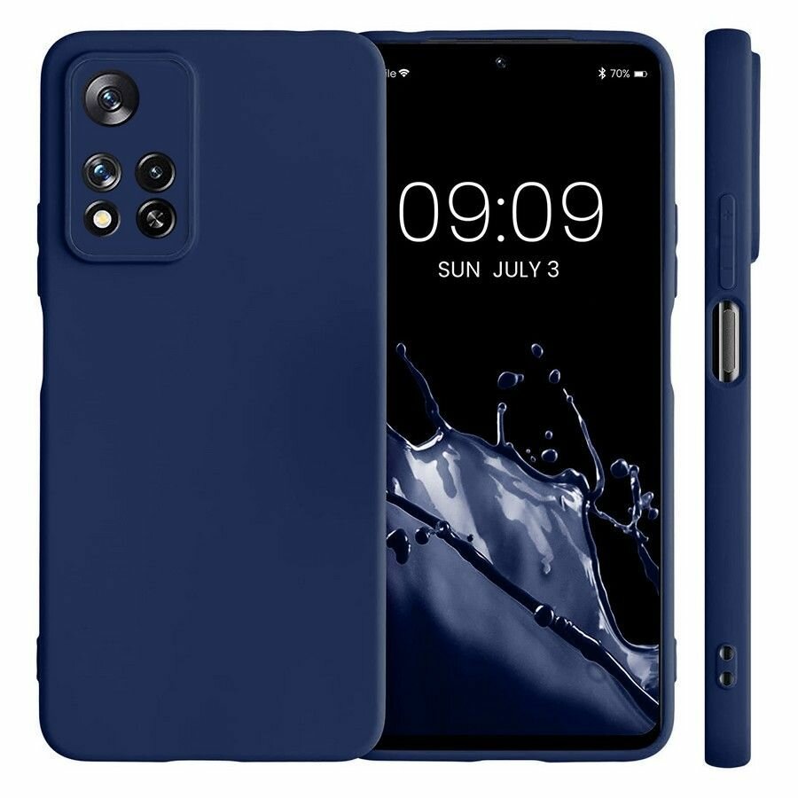 Силиконовая накладка Silky soft-touch для Xiaomi Redmi ( Note 11 5G)/ Poco M4 pro 5G синий