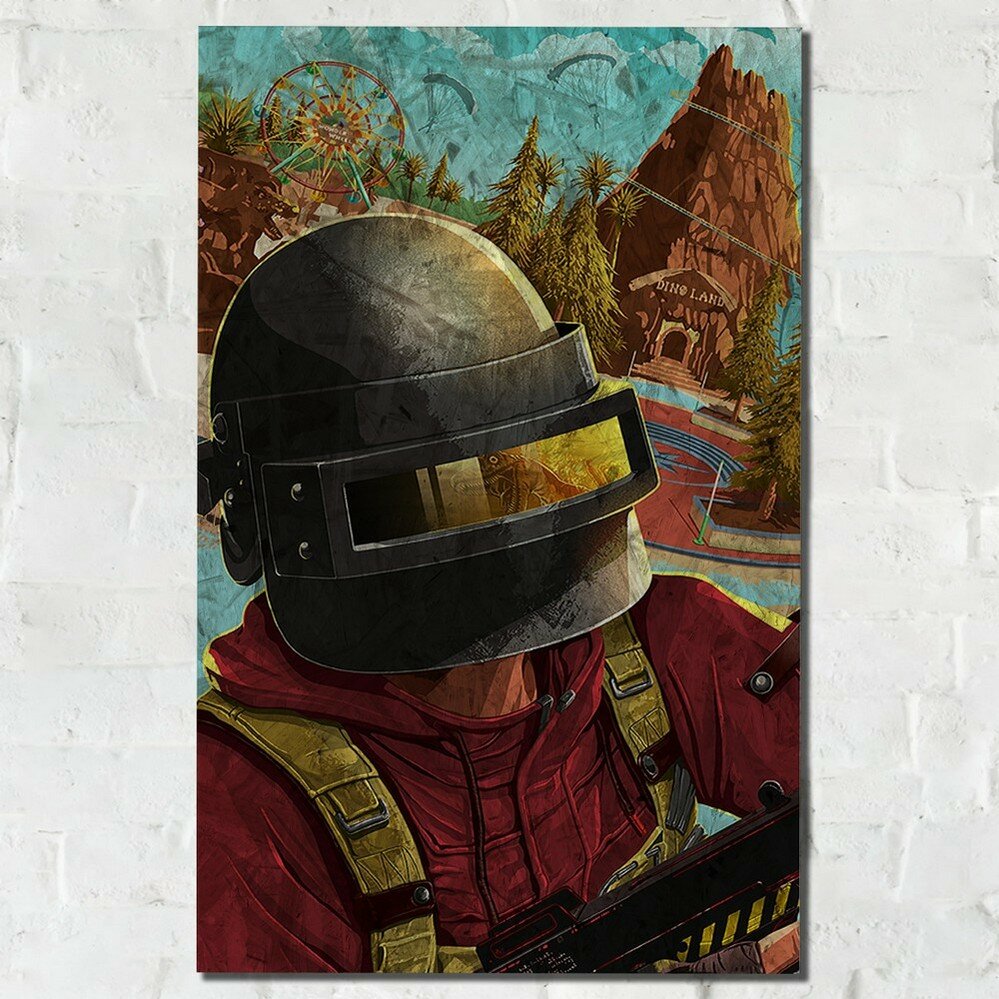 Картина интерьерная на рельефной доске игра PUBG (пабг, PS, PC, XBOX, SWITCH) - 14341 В
