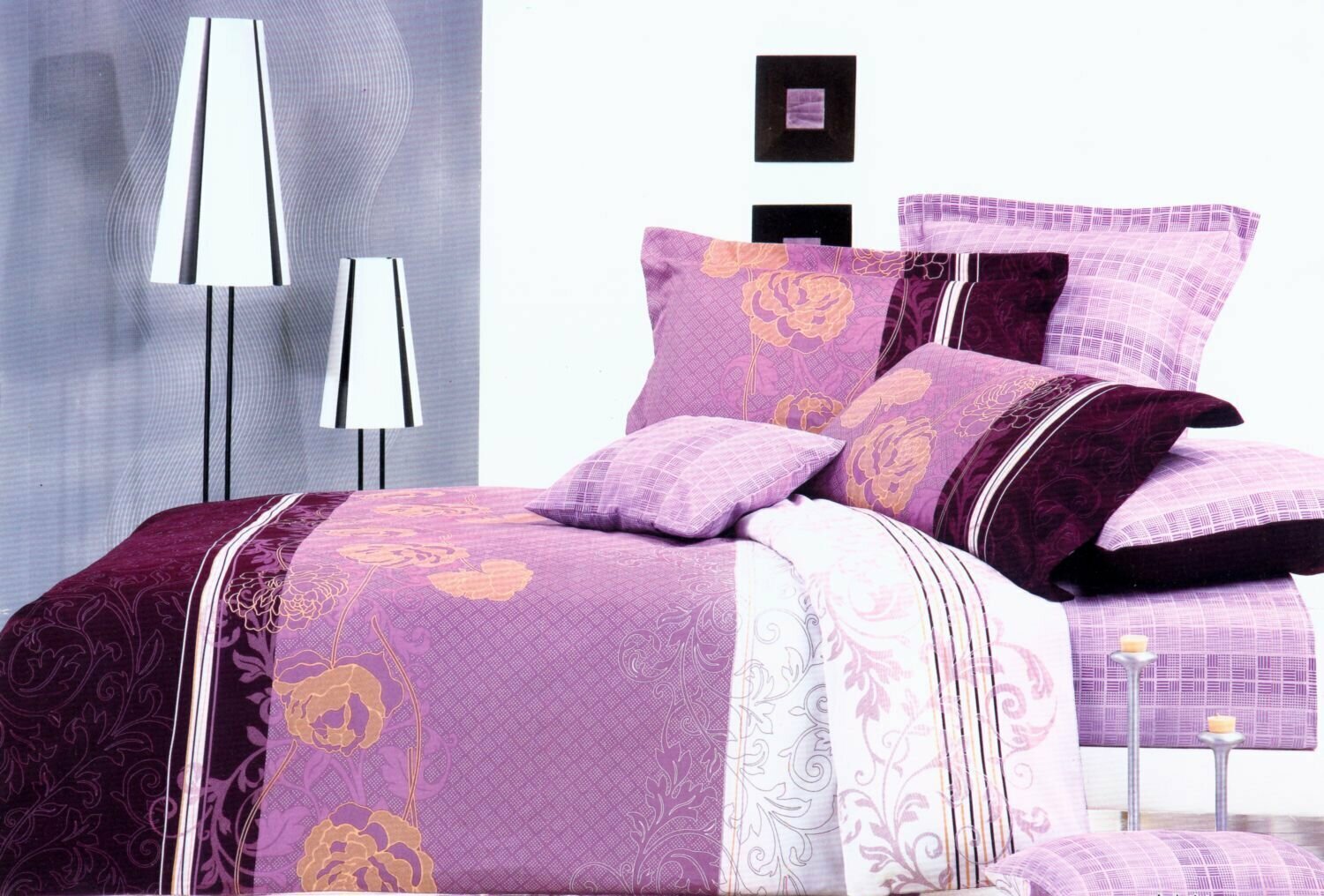 DOMITEX : Комплект постельное белье домитекс сатин цветной Люкс фотопечать Серенада 1,5 спальный, наволочки 70х70см