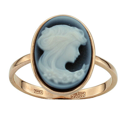 Кольцо, красное золото, 585 проба, агат