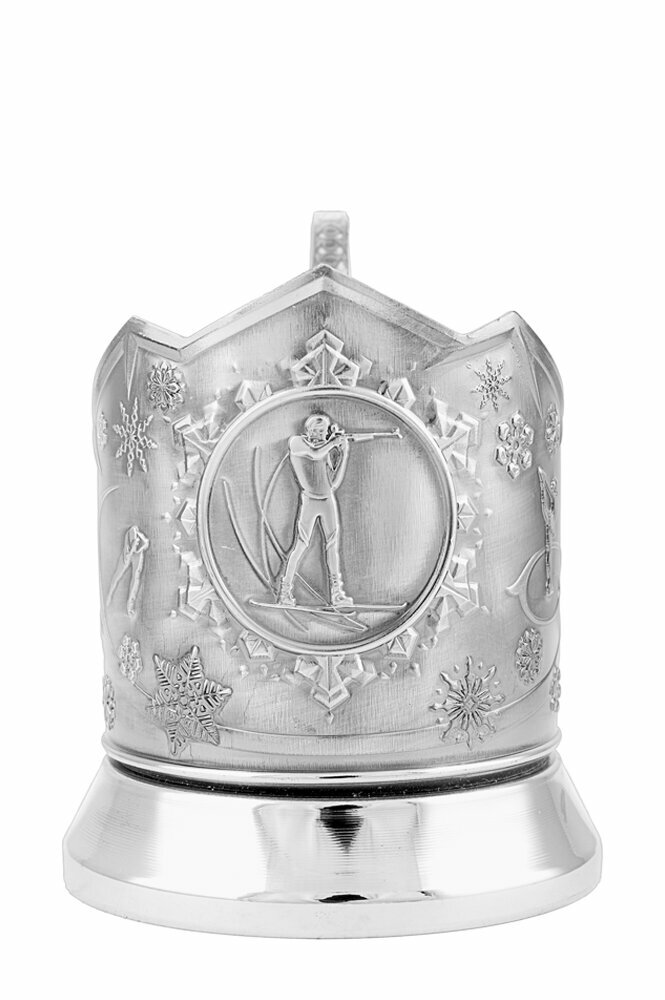 Подстаканник никелированный Биатлонист (13424)