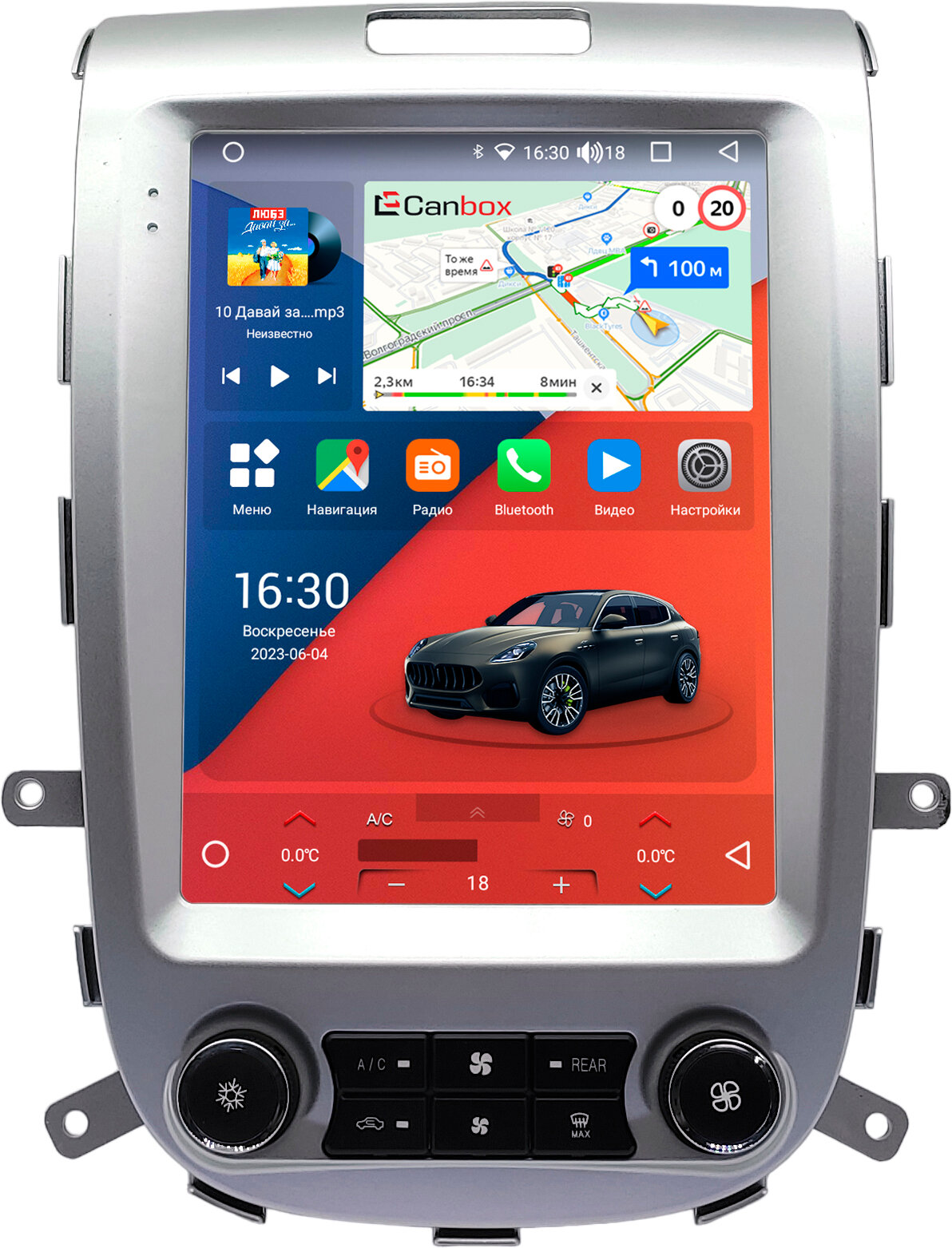 Штатная магнитола Hyundai Santa Fe 2 2005-2012 (серебрянная) Canbox H-Line (Tesla) 9.7" 4/64 5623-1312-181 Android 10 (4G-SIM, DSP, QLed)