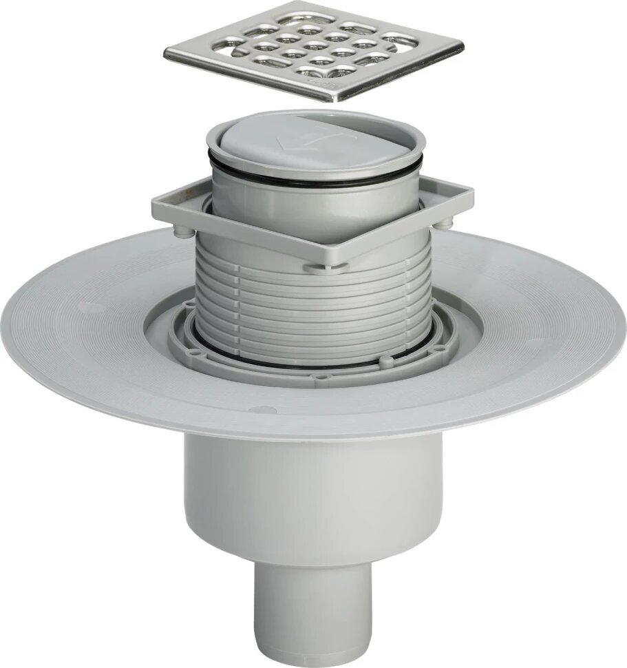 Душевой трап модель 4936.3 Viega Advantix 583224 100x100/50 мм, с решеткой, перфорированный, хром