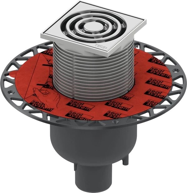 Душевой трап Tece TECEdrainpoint S 130 3601300 105x105/50 мм, с решеткой, перфорированный, хром