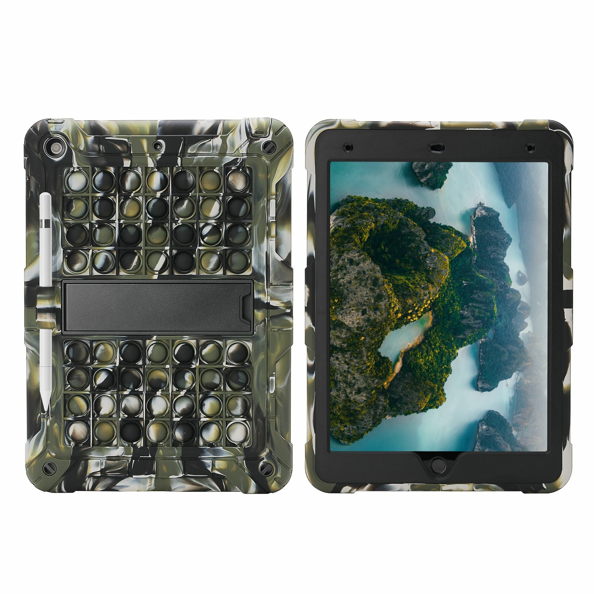 Чехол для iPad 7 / 8 / 9 10.2" Антистресс pop-it милитари