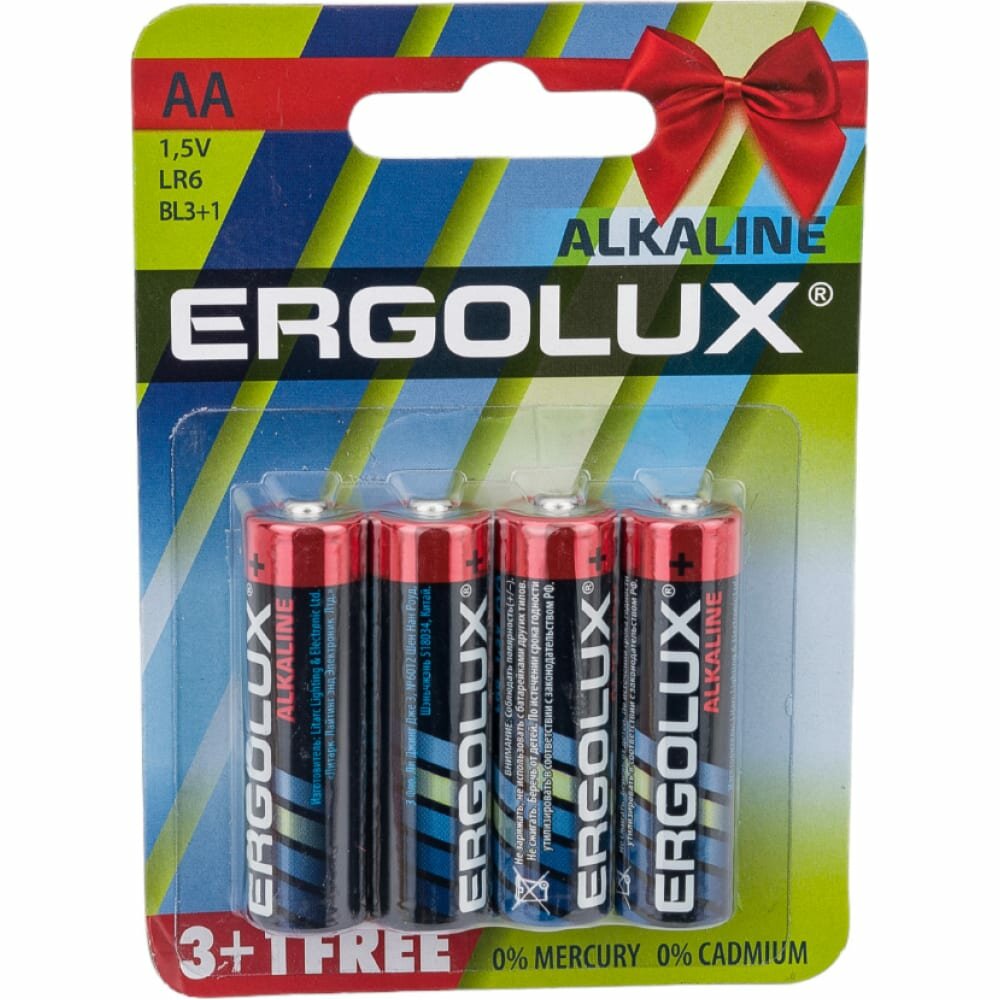 Батарейки Ergolux Alkaline LR6 BL 3+1FREE LR6 BL3+1 1.5В 12866