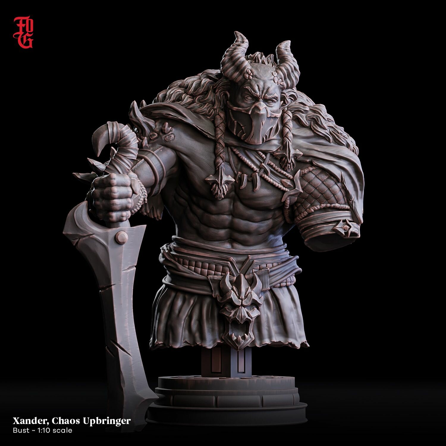 Миниатюра D&D "Бюст - Ксандер, Восставший из Хаоса" 32 мм (DnD, Dungeons & Dragons, ДнД, Подземелья и Драконы, Pathfinder)