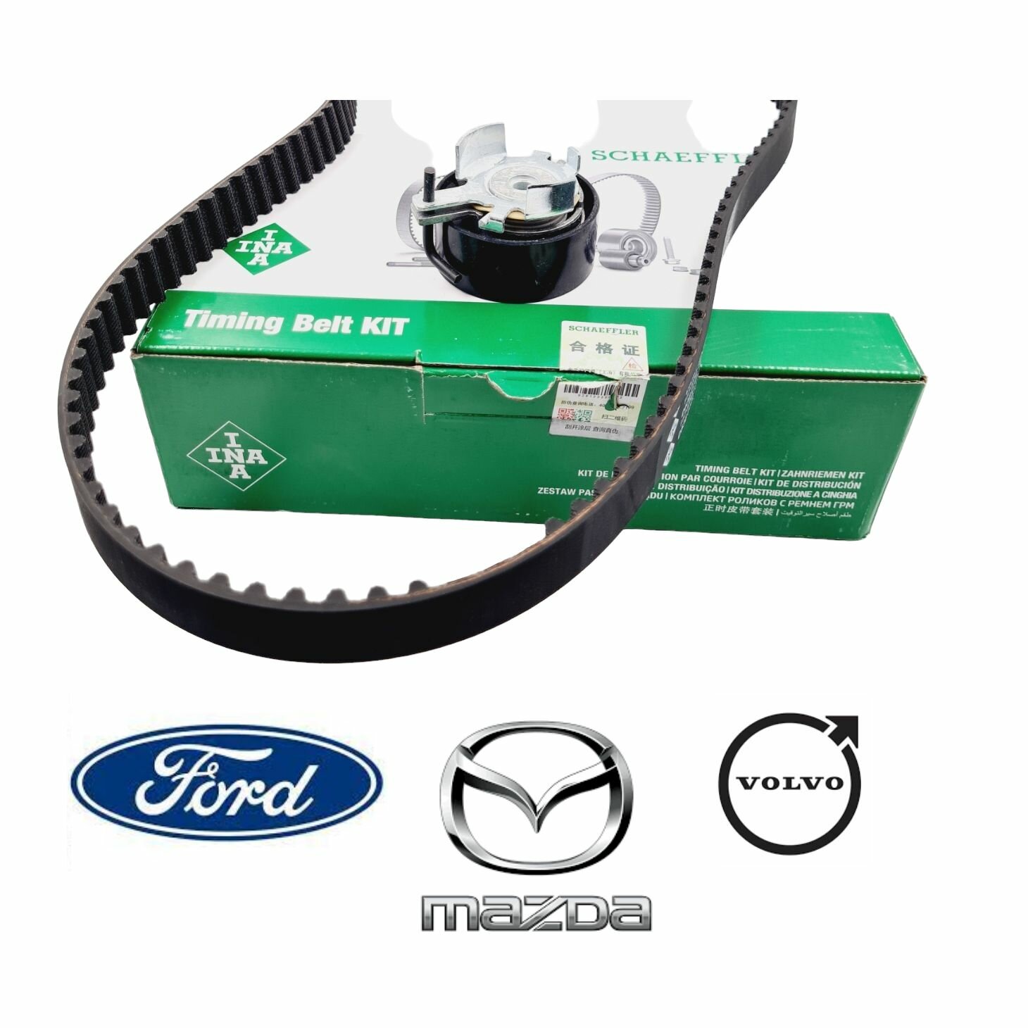 ГРМ комплект INA (1 ремень, 1 ролик, без болтов) FORD Fiesta, Focus, Fusion / MAZDA / VOLVO 1.2-1.6, 01-
