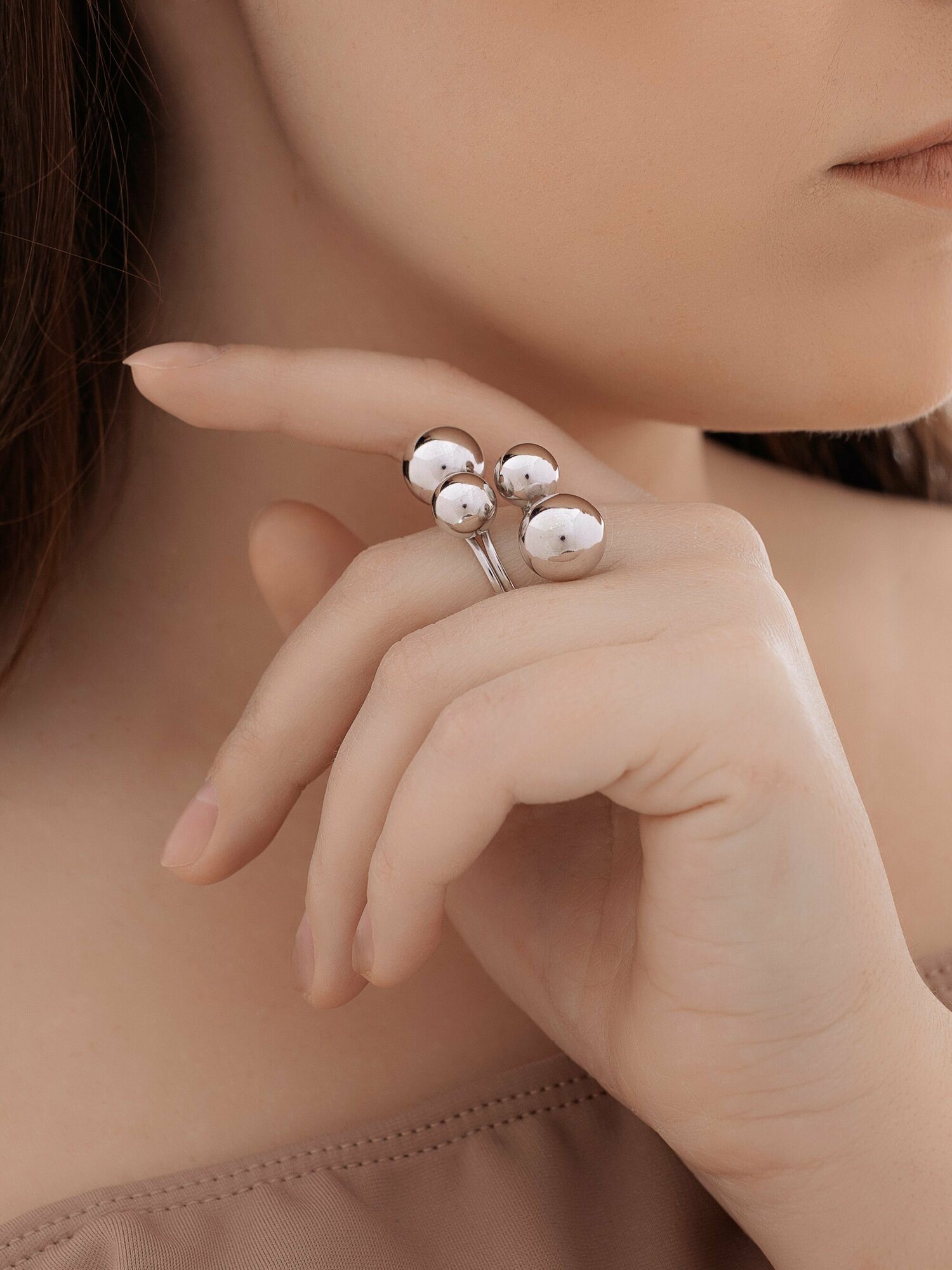 Кольцо разъемное, тонкое, серебро, 925 проба