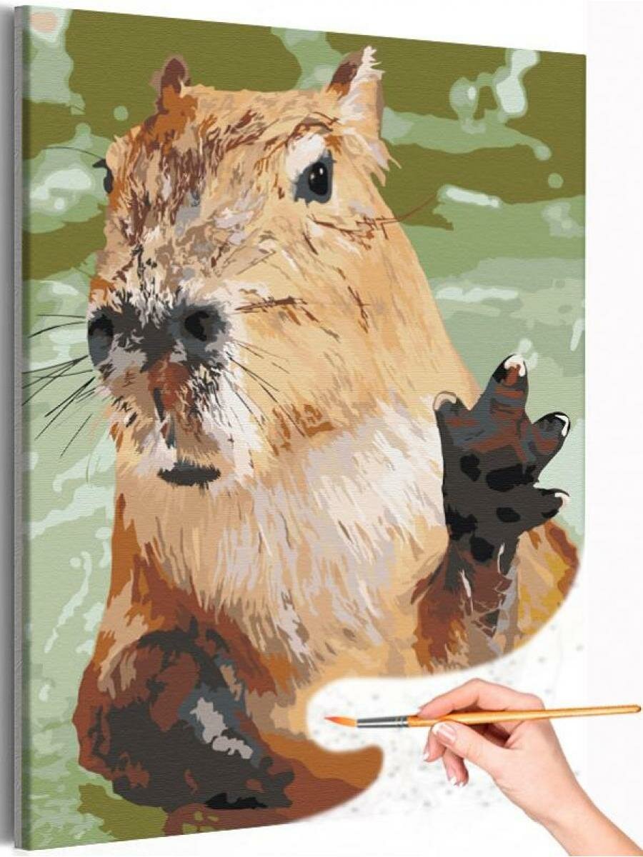 Капибара Мем Животные Смешные Природа Раскраска картина по номерам на холсте 40х50
